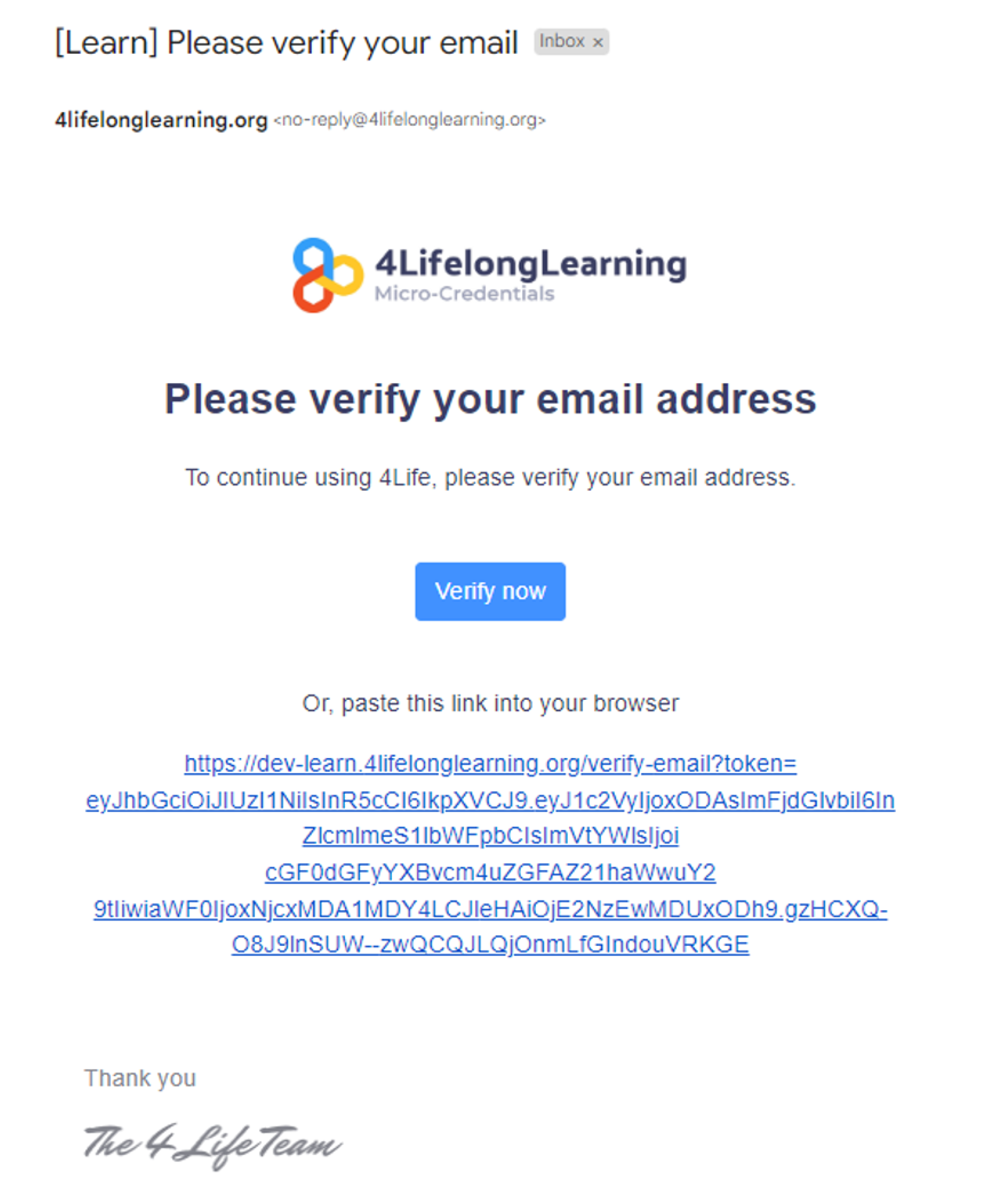 ยืนยันที่อยู่อีเมล – 4Life Support